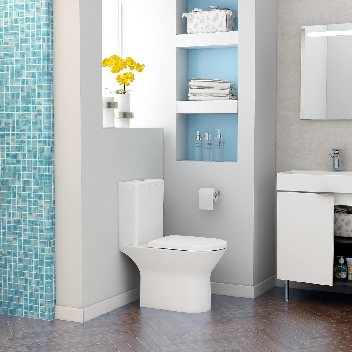 Imex Blade Rimless Open Back Close Coupled Toilet with Soft Close Seat ...