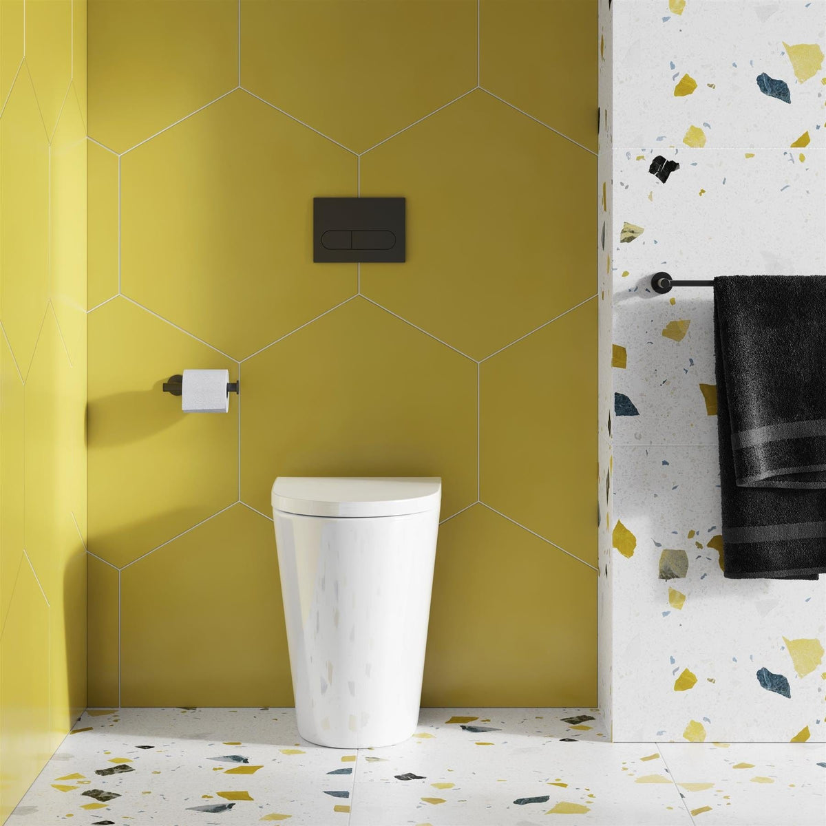Britton Sphere Tall Rimless Back To Wall Toilet and Soft Close Seat ...