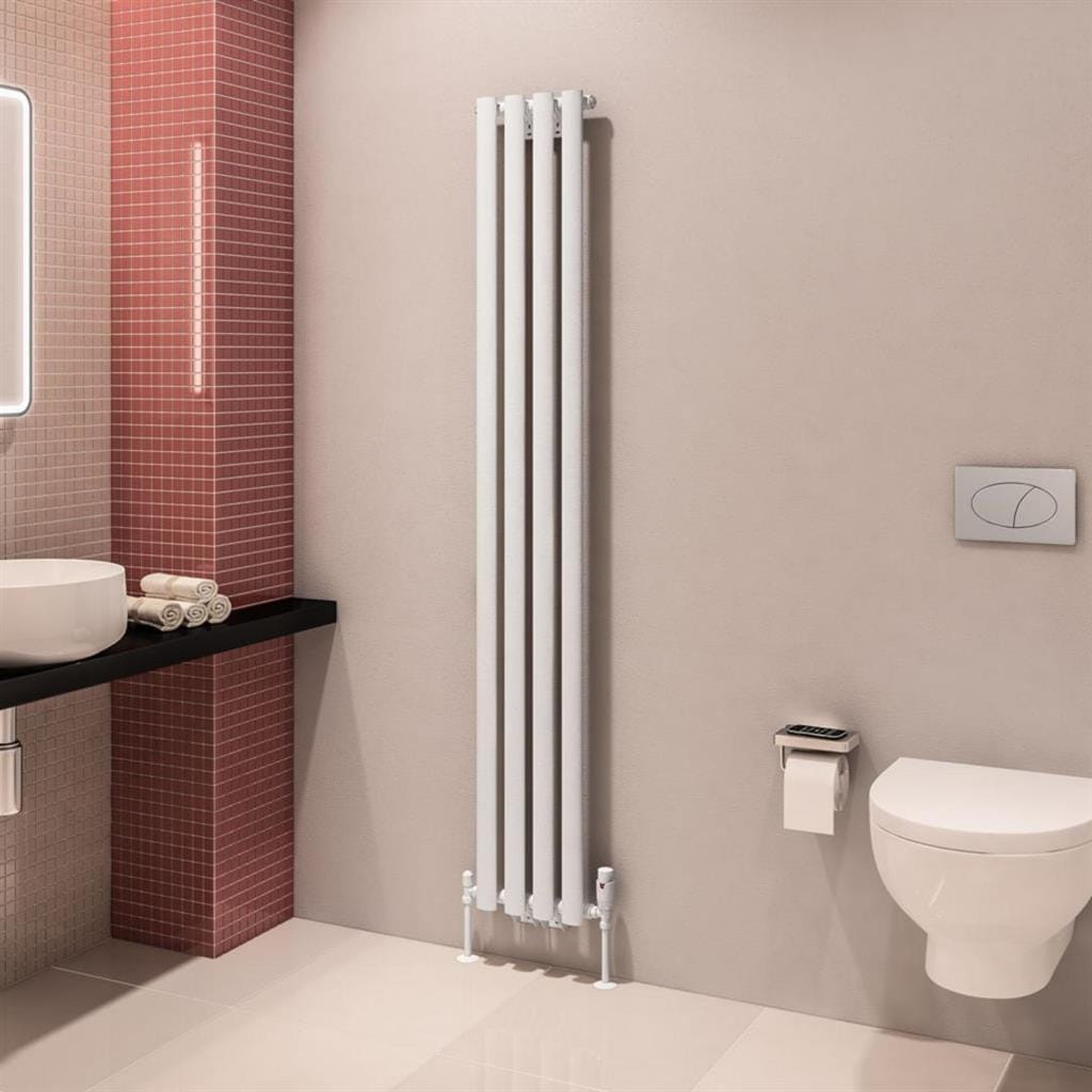Eastbrook Tunstall Vertical Designer Radiator - 1800 x 280mm - Matt Wh ...