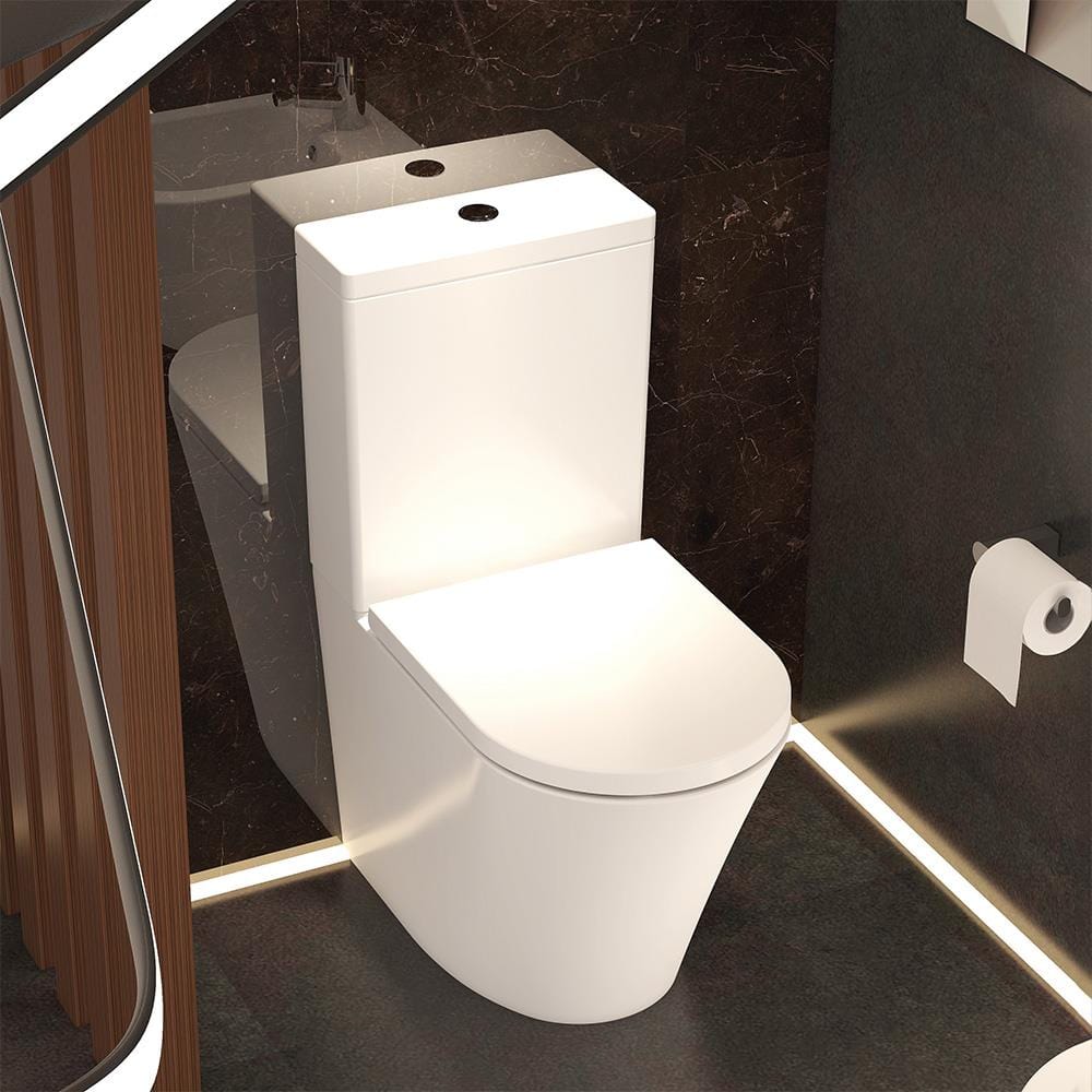Imex Arco Rimless Close Coupled Toilet with Soft Close Seat in White ...