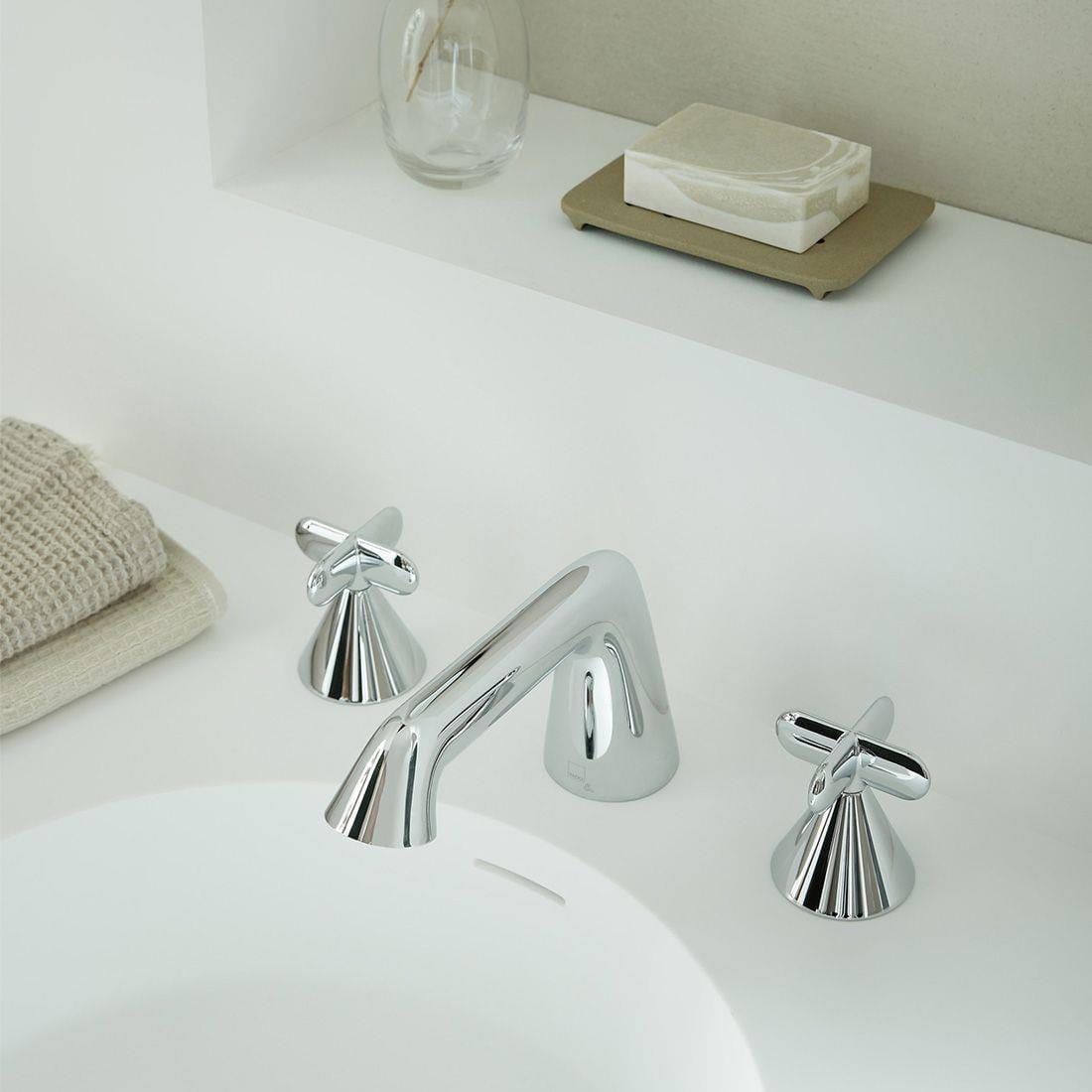 Vado Arrondi 3 Hole Cross Handle Basin Mixer Tap in Chrome – UK ...