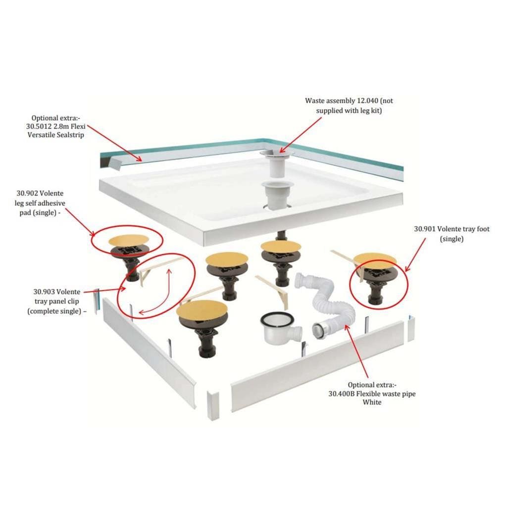 Eastbrook Volente Riser Kit with Legs, Panels and Flexi Waste Pipe for ...