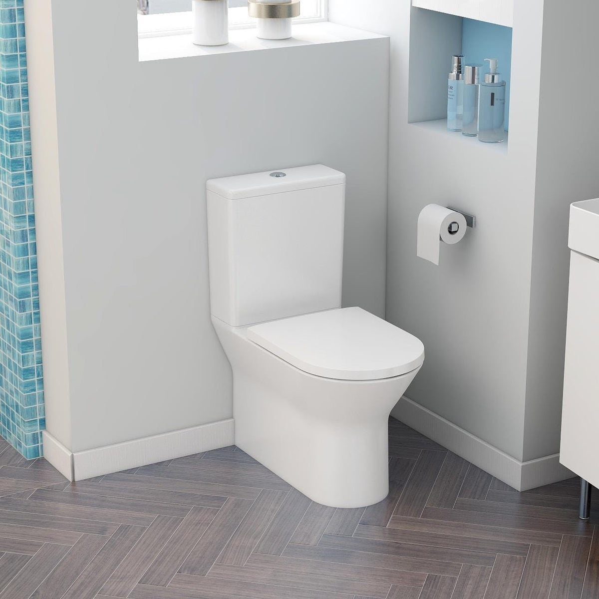 Imex Blade Rimless Close Coupled Toilet with Soft Close Seat in White ...