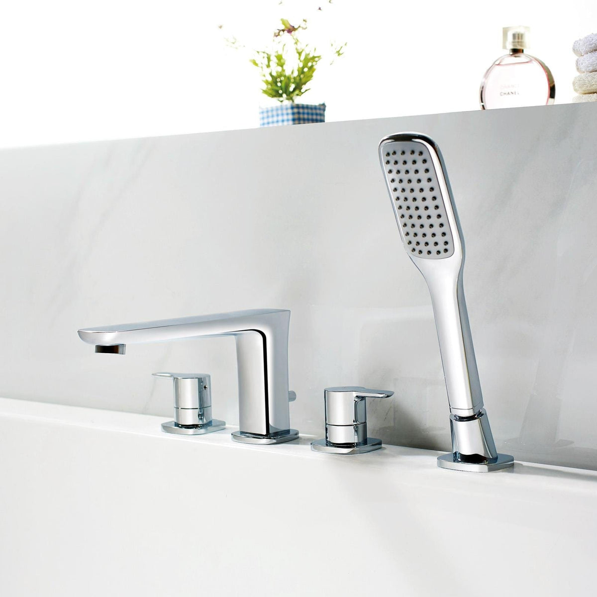 Flova Urban 4 Hole Bath and Shower Mixer Tap with Shower Set in Diamon – UK Bathroom Store
