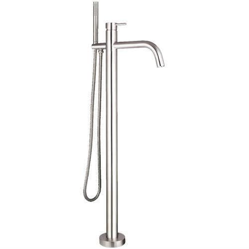 JTP Inox Stainless Steel Floor Standing Bath and Shower Mixer with Sho ...